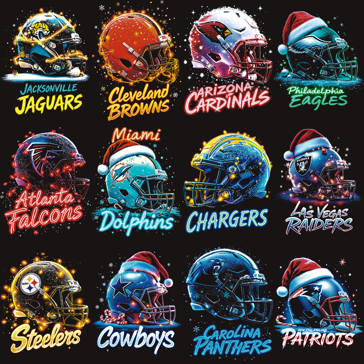 NFL Halftone Christmas Helmet Series – Mahe Print